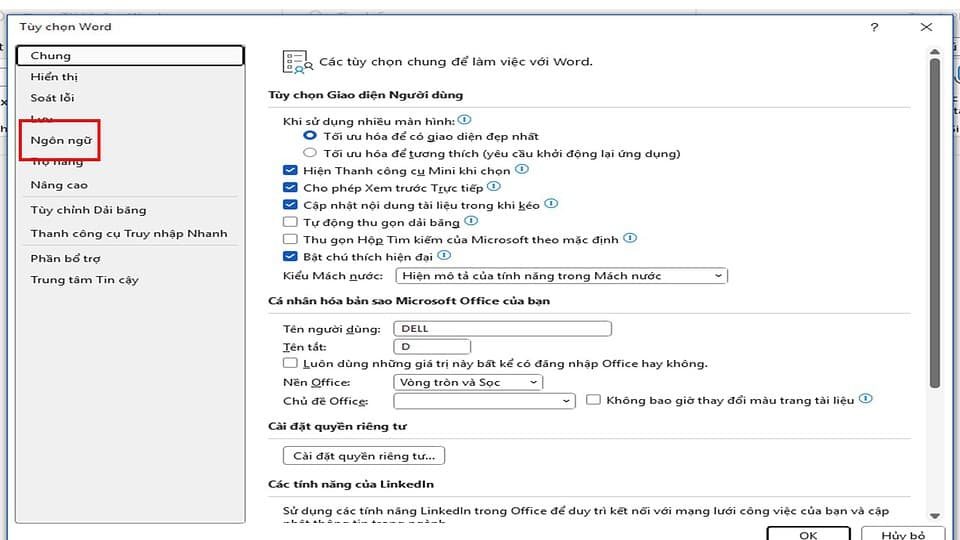 Cách thay đổi ngôn ngữ định dạng của Microsoft Word trong bộ Office 365.